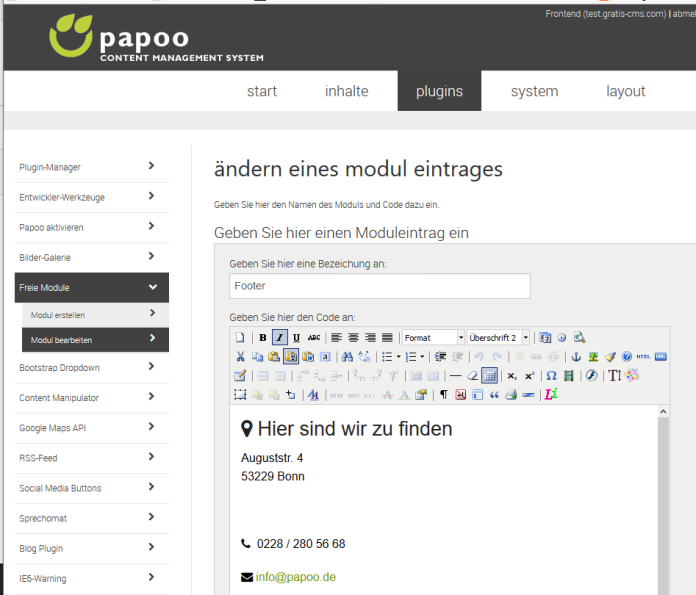 Papoo Content Management System - GRATIS CMS Content Management System